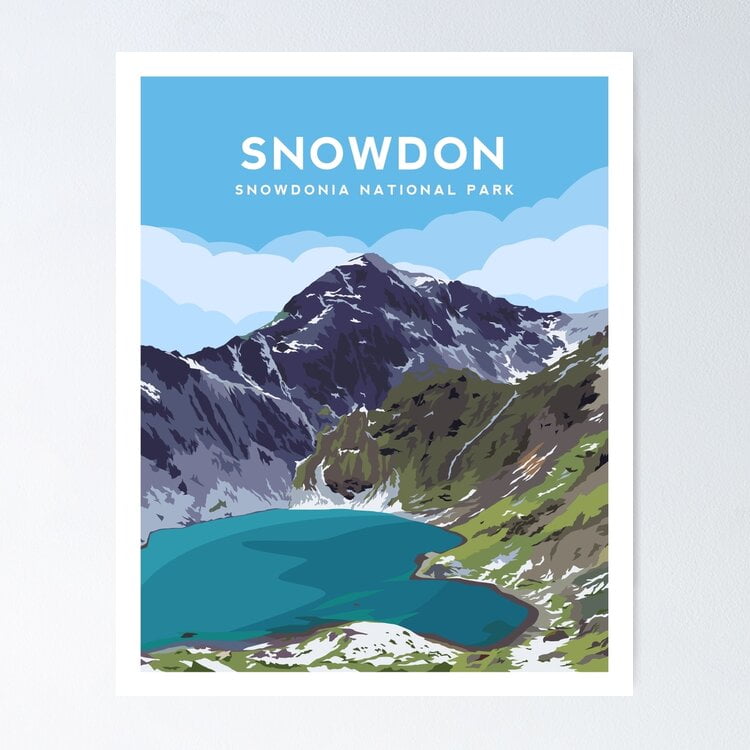 Snowdon / Yr Wyddfa - Snowdonia National Park in Wales UNFRAMED Poster ...