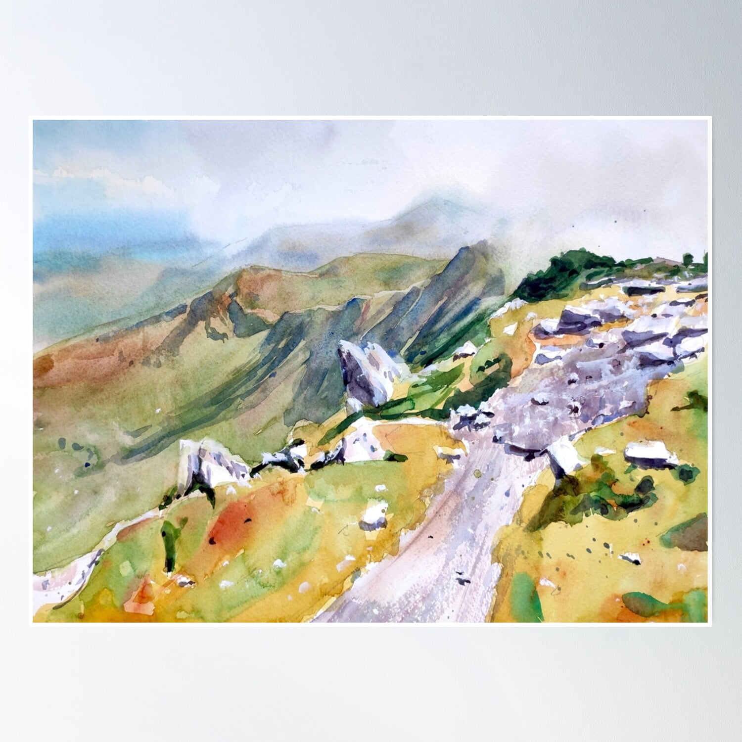 Snowdonia Mountain Path - Watercolour Landscape Painting - Mountain ...