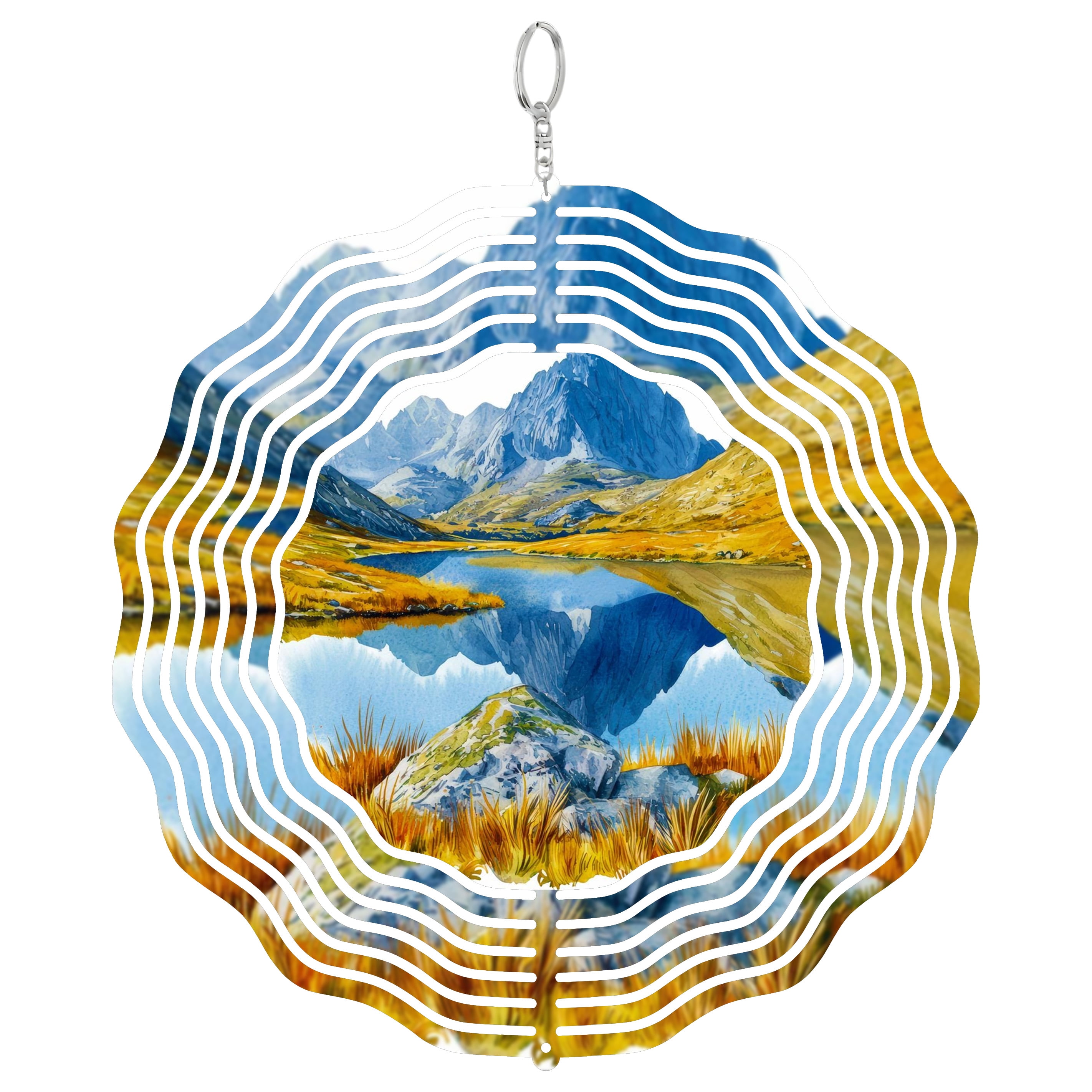Snowdonia UK Watercolor 3D Wind Spinner Kinetic Garden Hanging ...