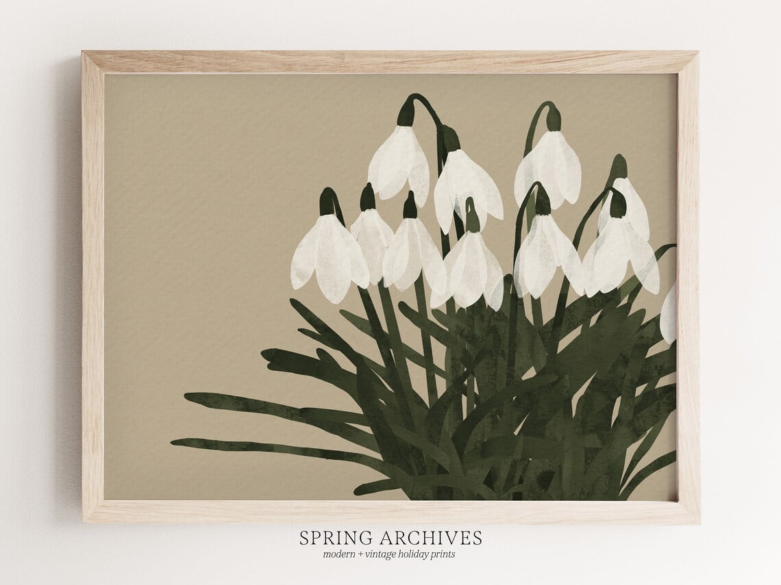 Snowdrops Wall Art, Neutral Home Decor, Farmhouse Poster Poster Decor ...