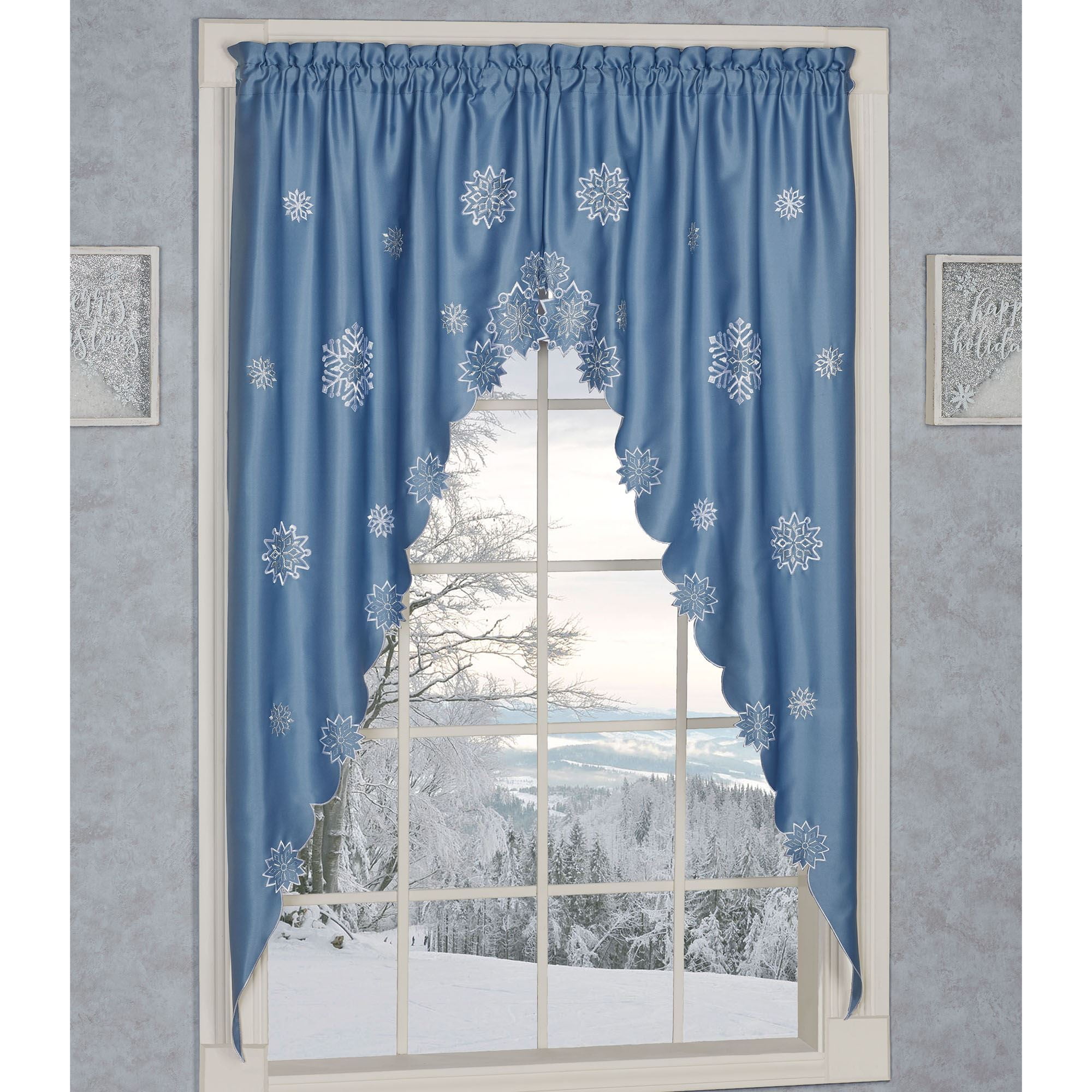 Snowfall Long Swag Valance Pair Celestial Blue 60 x 63 Valance Swag 60 ...