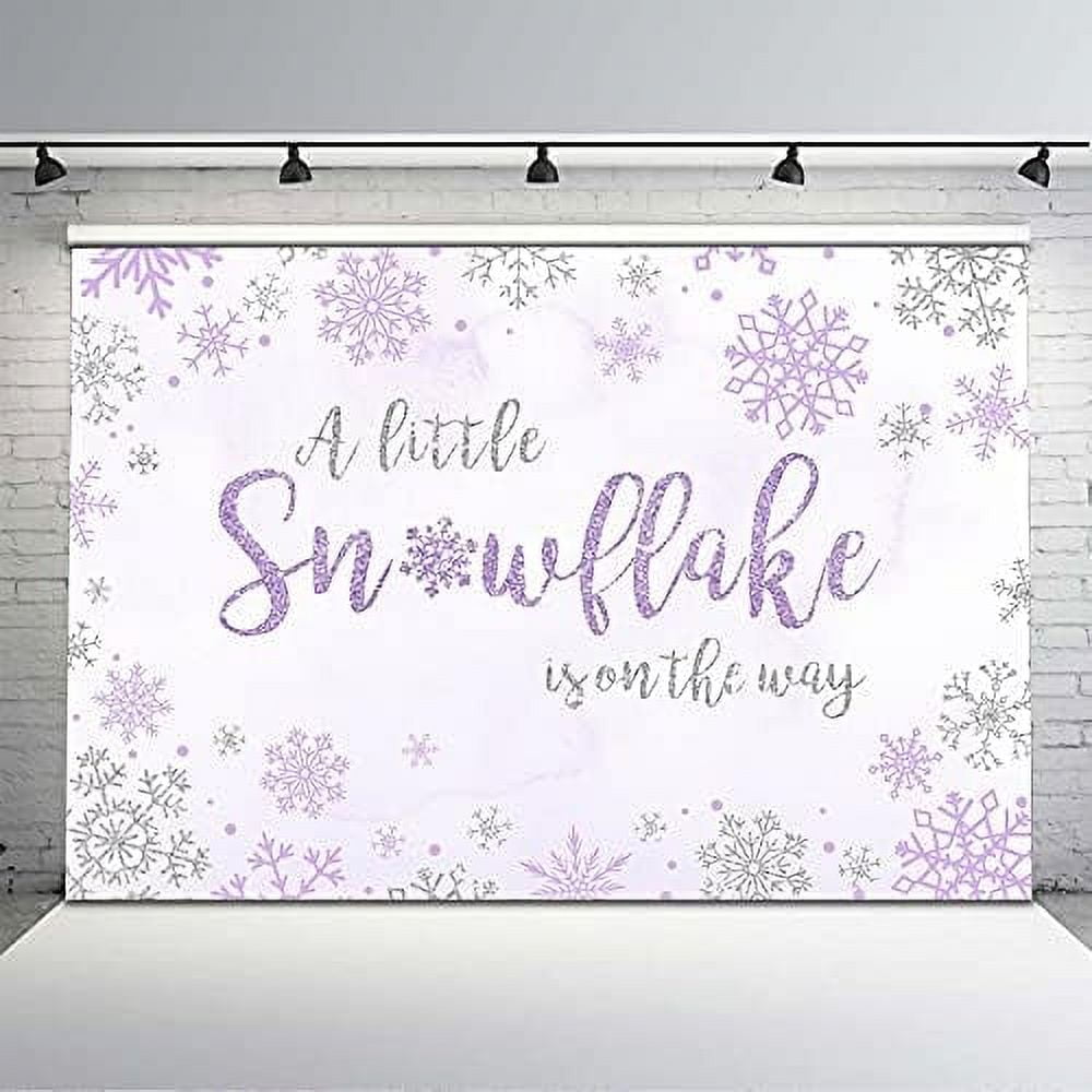 Snowflake Baby Shower Backdrop Winter Purple and Silver Snowflake Baby ...