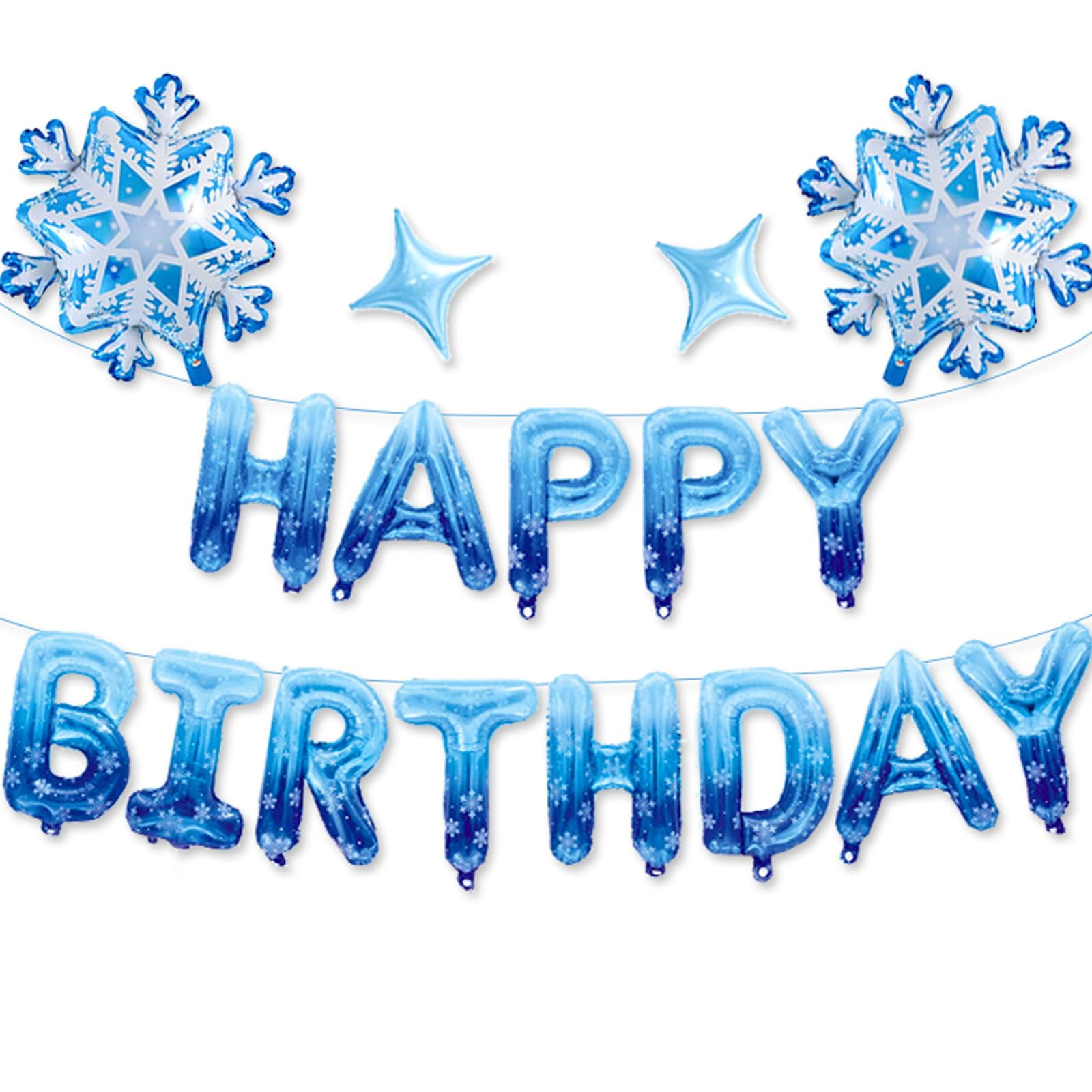 Snowflake Balloons Blue Snowflake Happy Birthday Balloon, Snowflakes ...