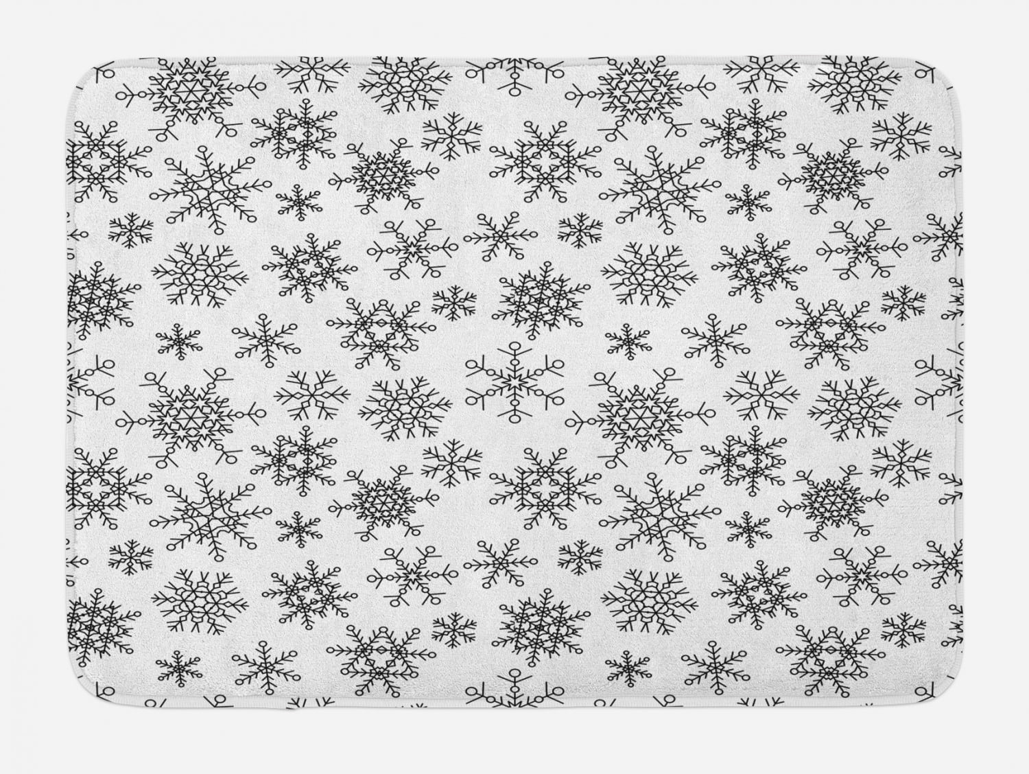 Snowflake Bath Mat, Line Art Design Snowflake Pattern Geometric ...