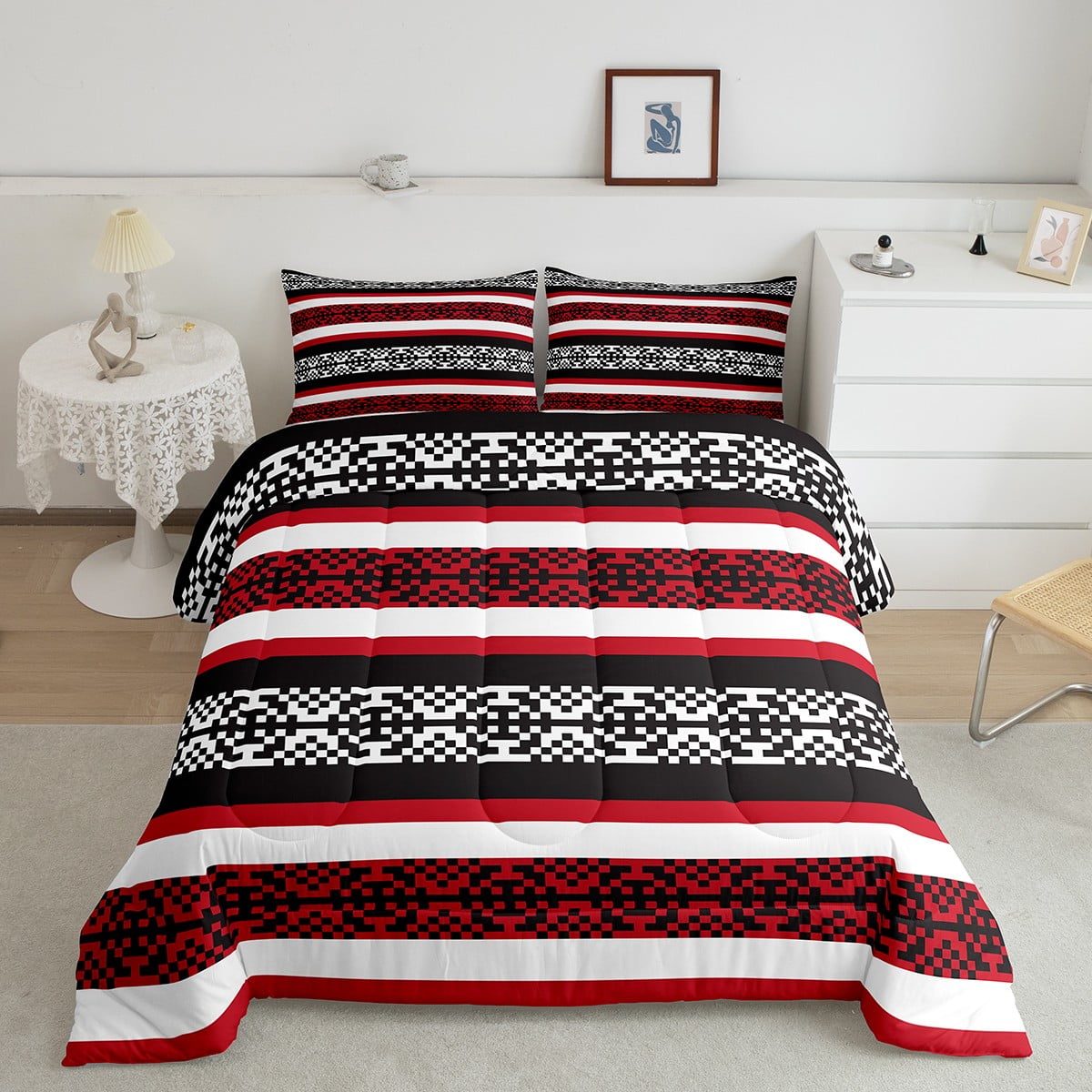 Snowflake Bedding Geometric Fair Isle Bedding Comforter Sets, Boys ...