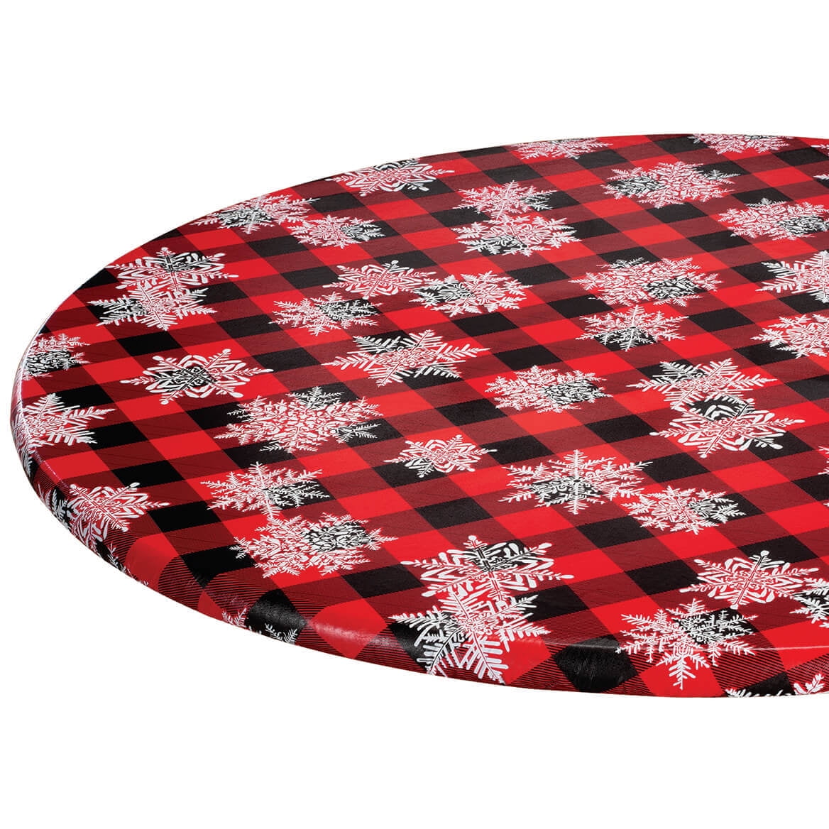 Snowflake Buffalo Plaid Elasticized Table Cover, Heavy-Gauge Vinyl, 100 ...