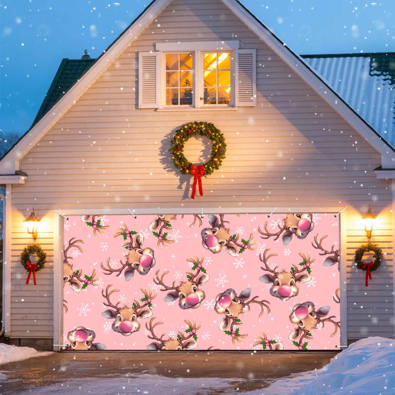 Snowflake Christmas Garage Door Decorations, 6.9x8ft Garage Door Cover ...