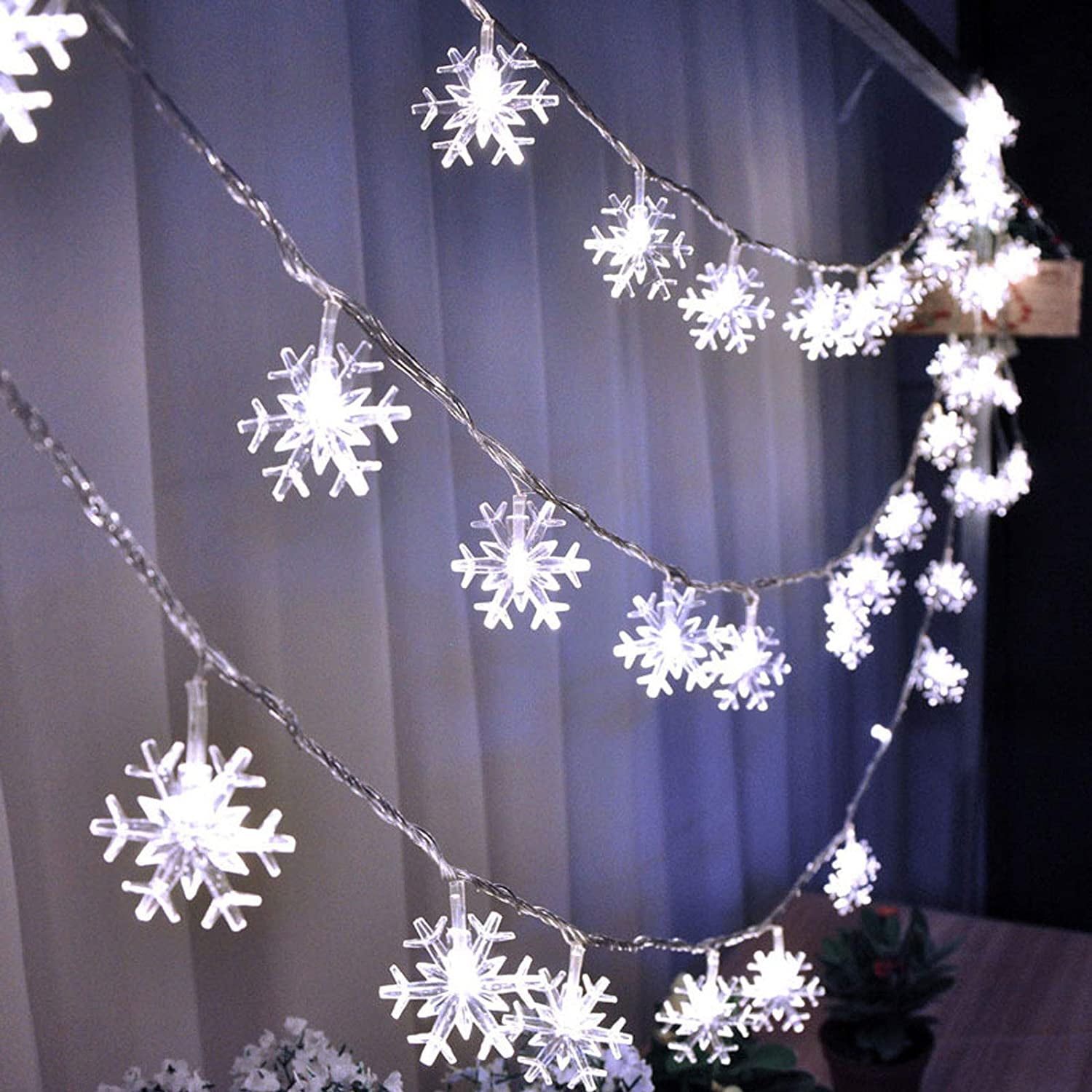 20FT 40 LED Snowflake Christmas Lights, Waterproof, Indoor/Outdoor ...