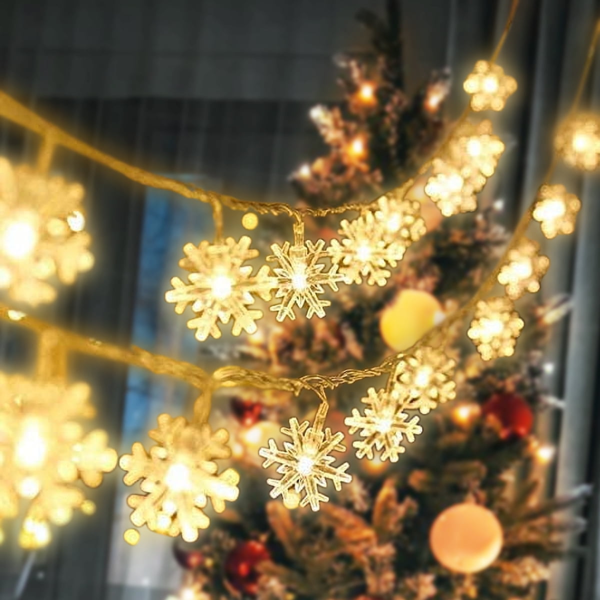 Walmart XMAS Battery Powered 20FT 40 LED Snowflake String Lights ...