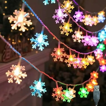 Snowflake String Lights, 33 ft LED String Lights with 2 Modes, Battery ...