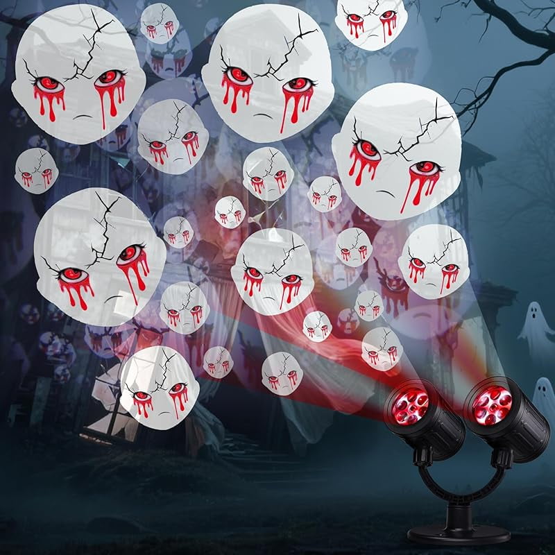Snowflake Christmas Projector Lights Outdoor, Double Head Dynamic ...