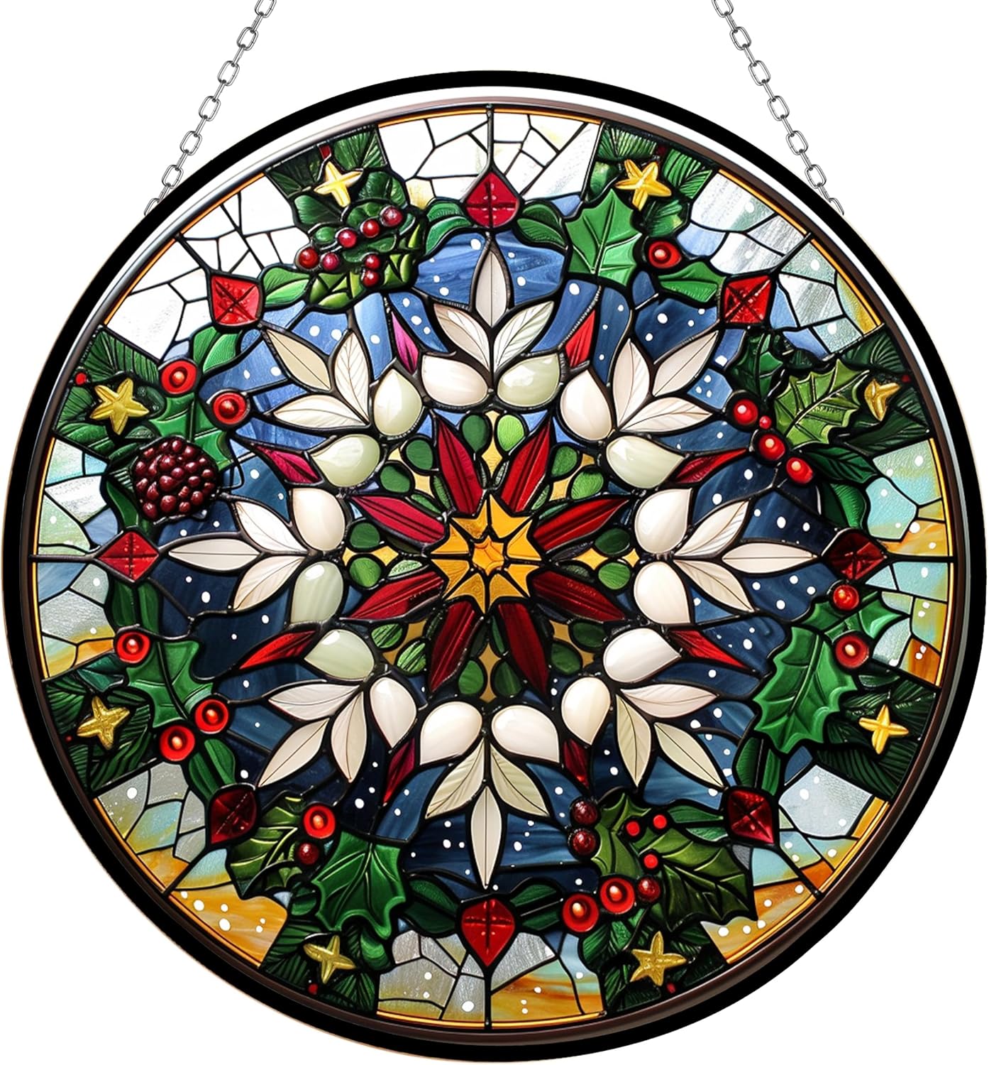 Snowflake Christmas Stained Glass Window Hanging by Clare Donovan ...