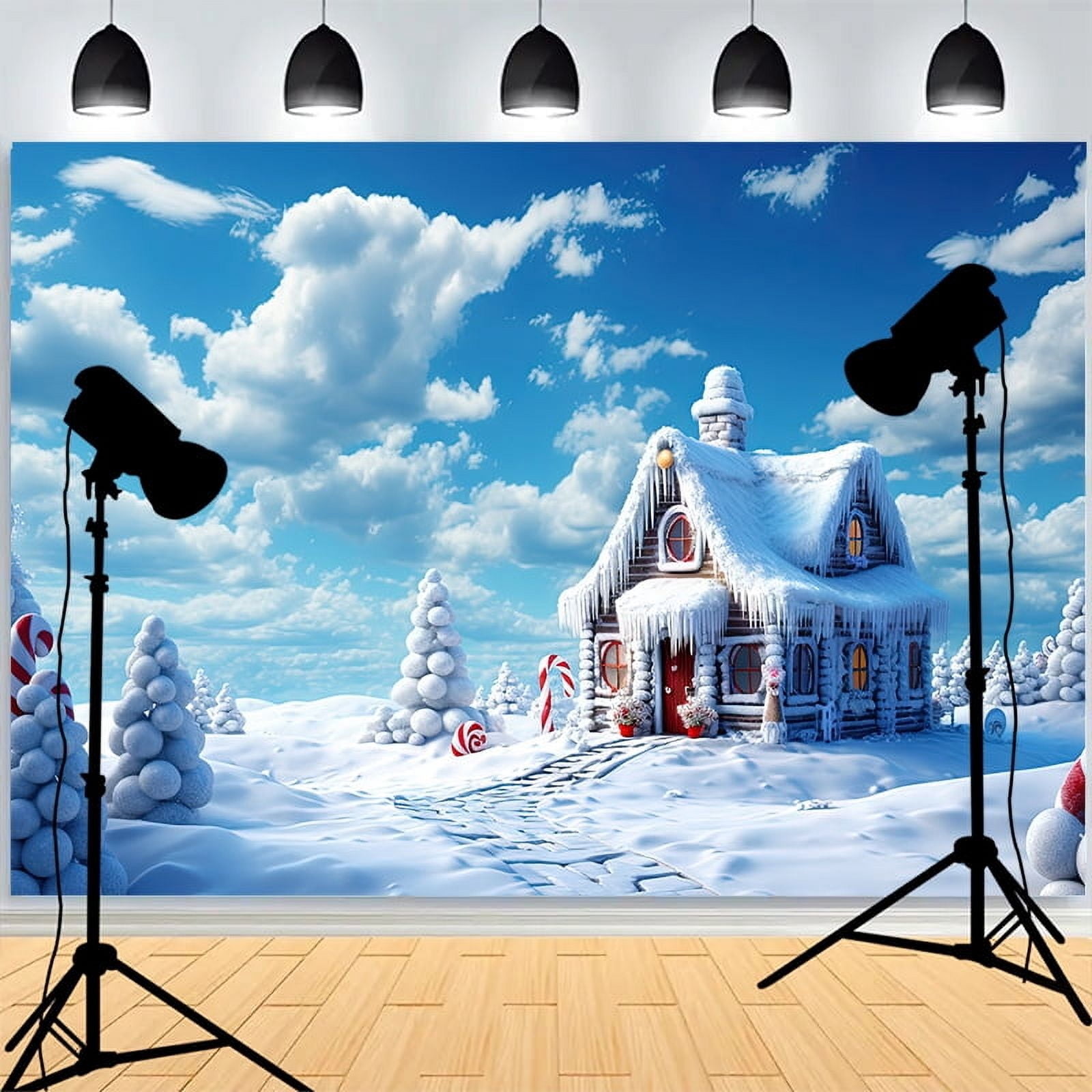 Snowflake Christmas Tree Candies Photography Backdrop Window Living ...