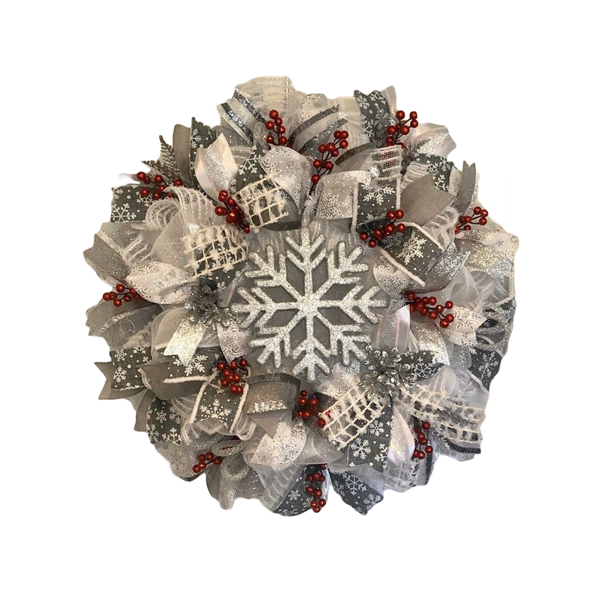 Snowflake Christmas Wreath for Front Door Fall Winter Wreath Snowflake ...