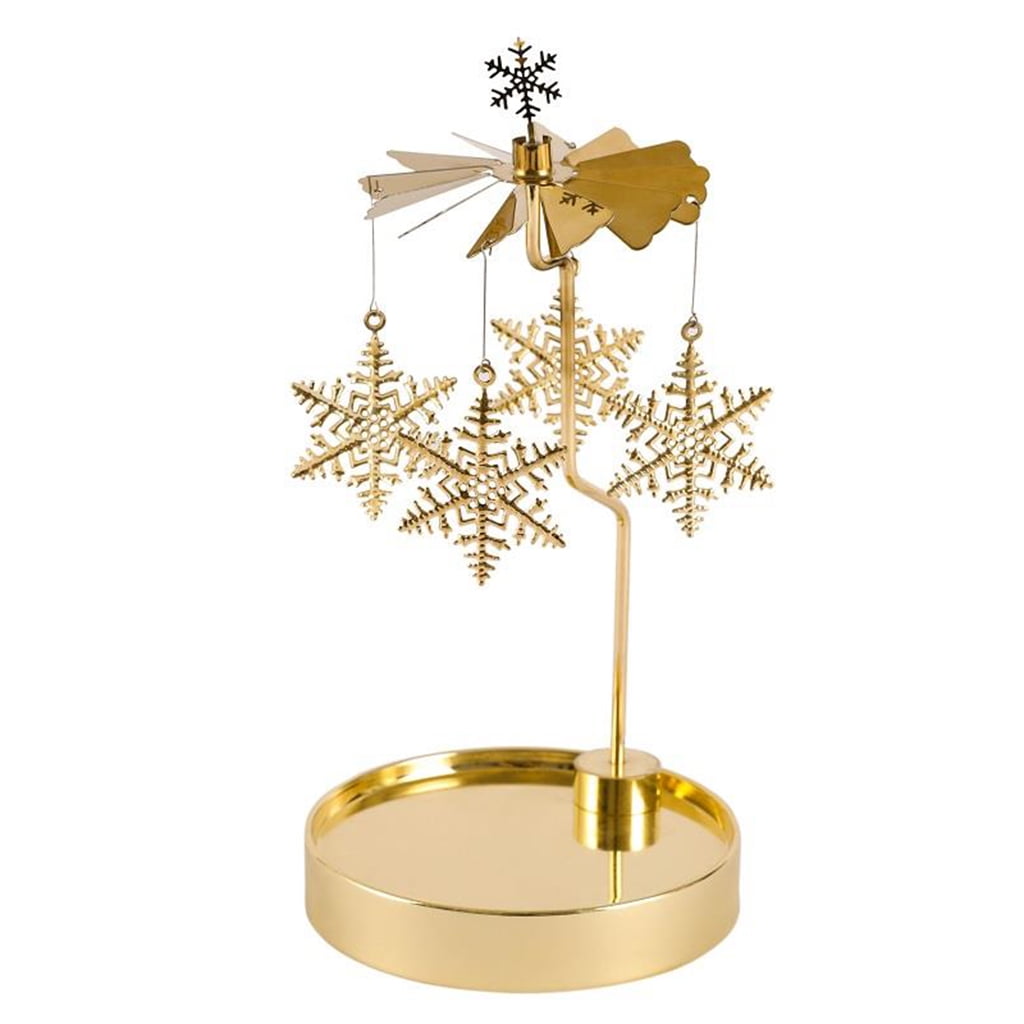 Snowflake Deer Fairy Rotating Candlestick Tealight Candle Holder Tray ...