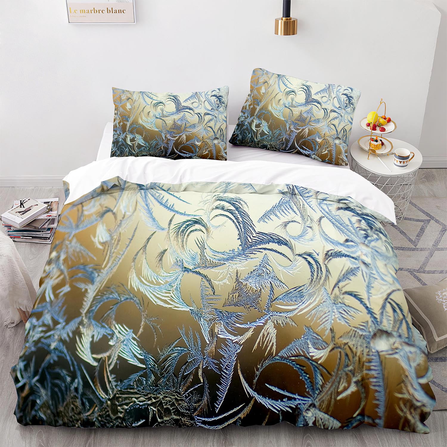 Snowflake Duvet Cover for Teens Kids Adult King Size Geometric Winter ...