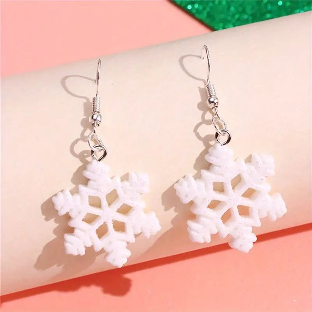 Snowflake Earrings White Christmas Dangle Earrings for Winter ...