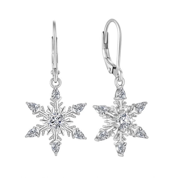 Snowflake Earrings for Women 925 Sterling Silver Dangle Drop Earrings ...
