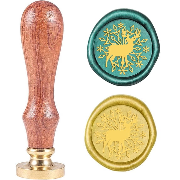 Snowflake Elk Wax Seal Stamp With Replaceable Head - Wooden Handle for ...