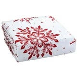 Snowflake Flannel Sheet Set, Includes Fitted Sheet, Flat Sheet and Two ...