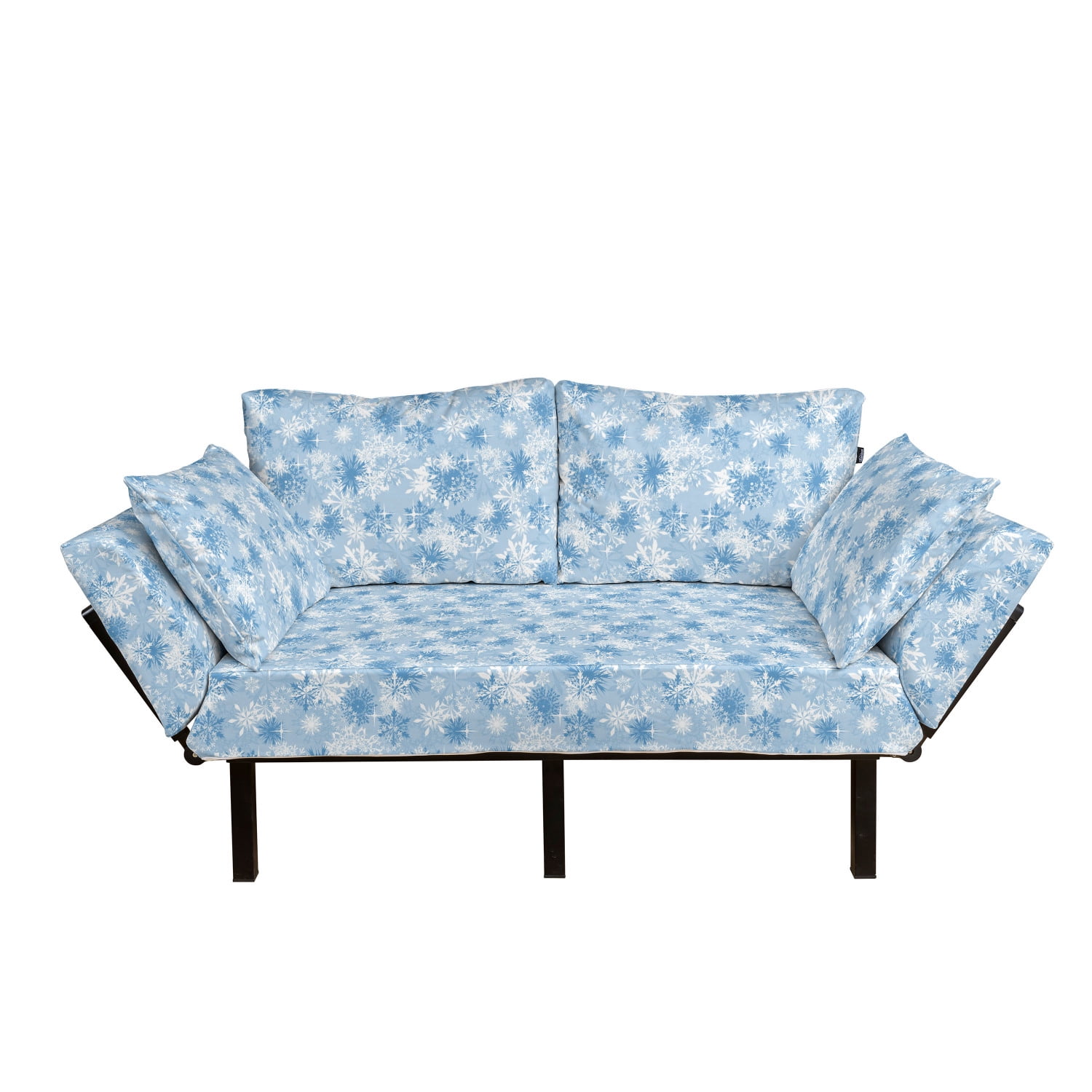 Snowflake Futon Couch, Winter Holiday Illustration Christmas Snowflakes ...
