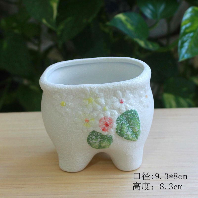 Snowflake Glaze Ceramic Succulent Planter - Nordic Style Rabbit Flower ...