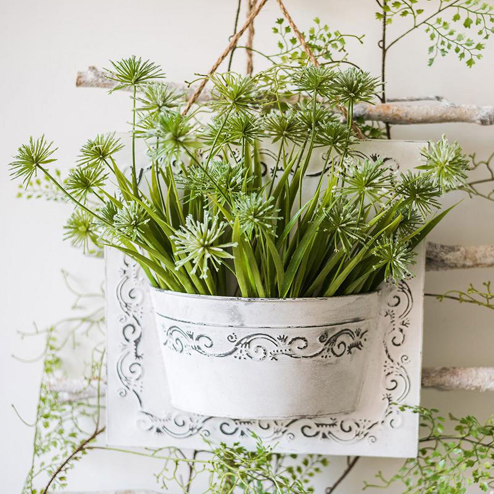 Snowflake Grass in Iron Hanging Planter Set - Walmart.com