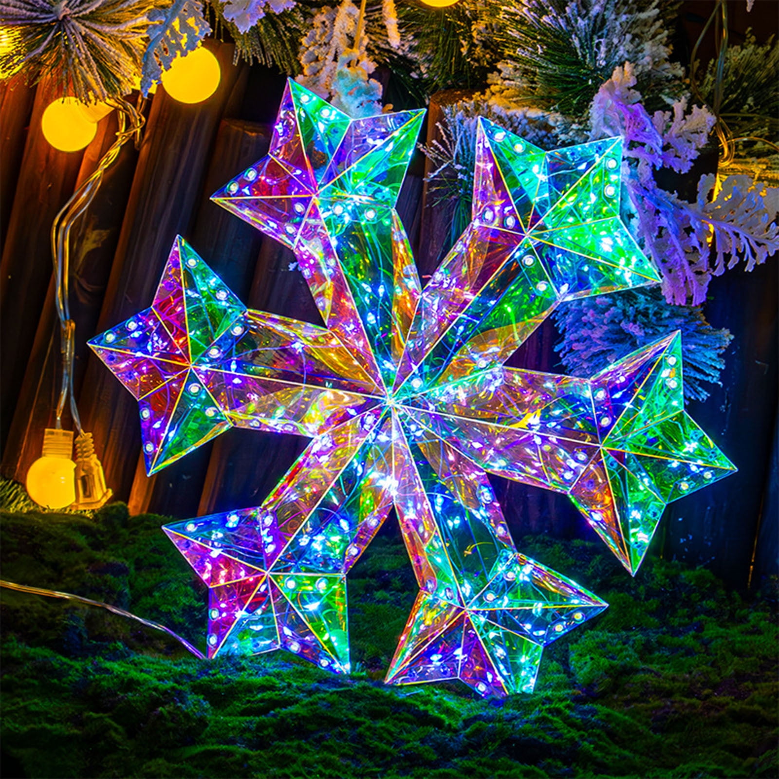 Snowflake Hanging Decoration Light, Multicolor LED Color-Changing ...