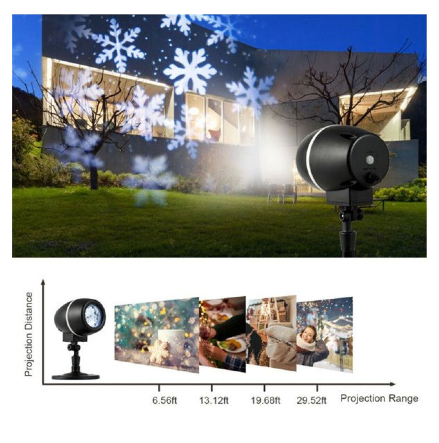 Snowflake LED Projector Light, Waterproof Snowfall Lights Outdoor ...