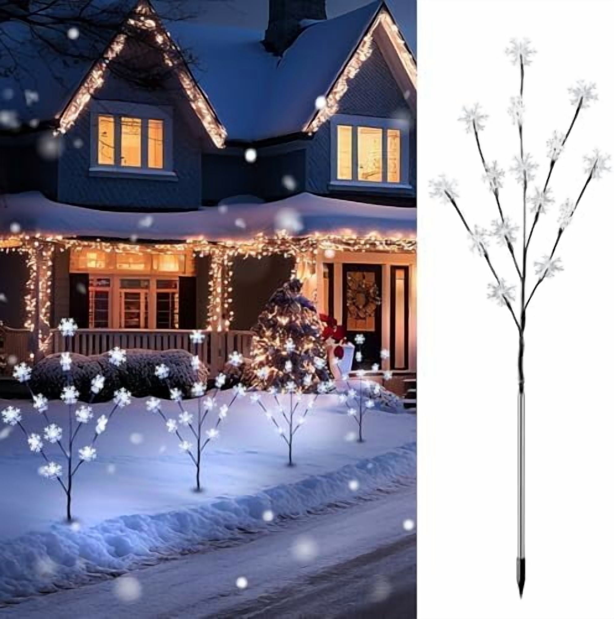 Snowflake Lights Outdoor Pathway, 8 Packs Lighted Branches Christmas ...