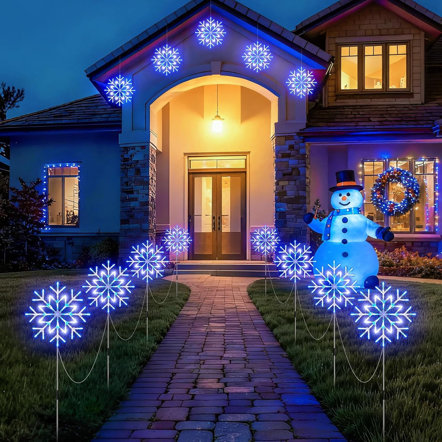 Snowflake Lights Outdoor,Total 20-Pack Snowflake Christmas Pathway ...