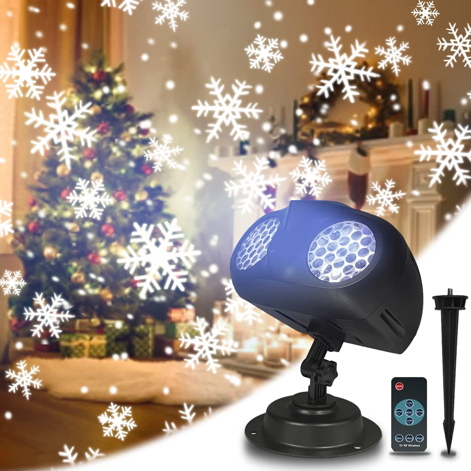 Snowflake Lights Projector, Christmas Projector Lights Outdoor LED Snowfall Projection Lamp with ...