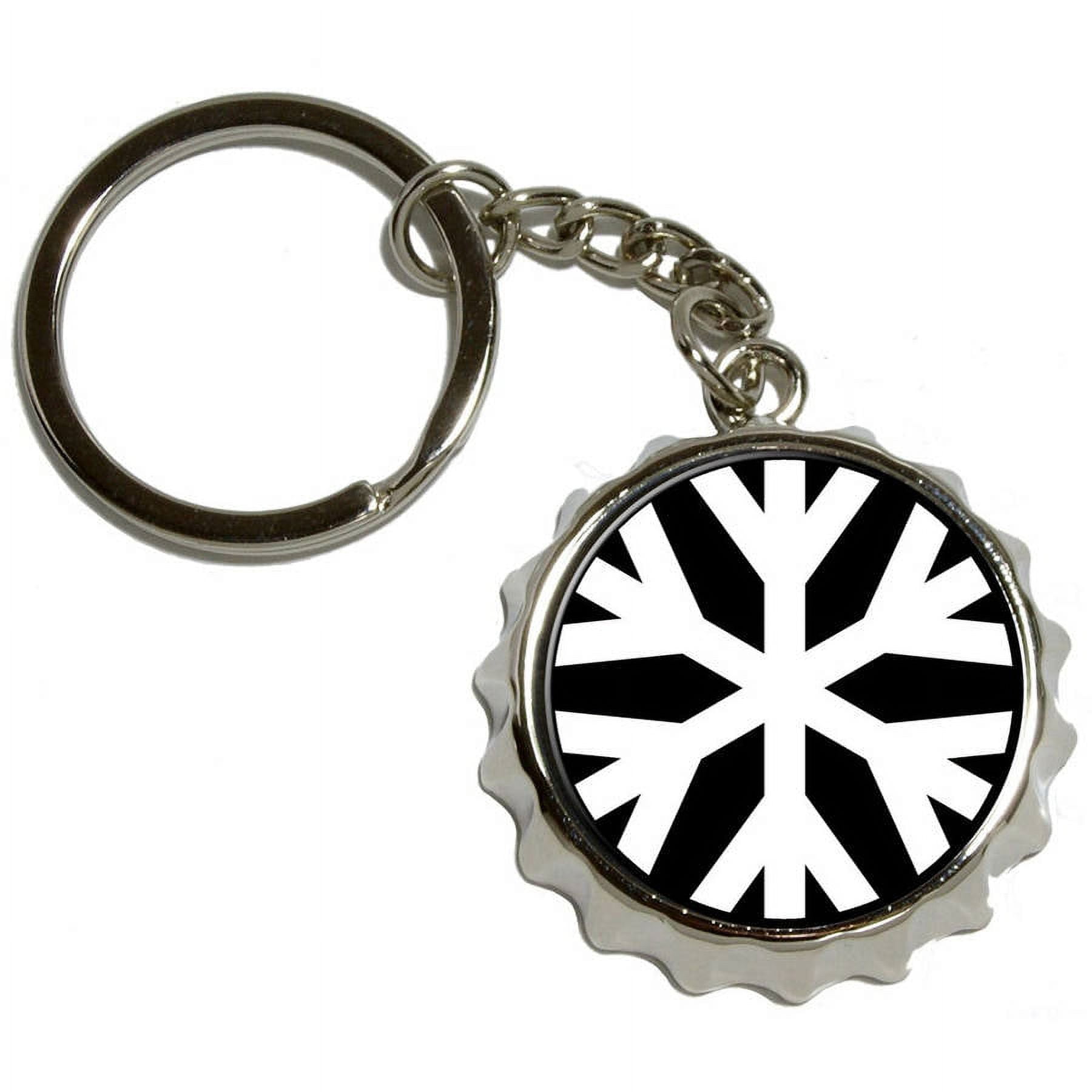 Snowflake, Low Temperature Symbol, White on Black, Nickel Plated Metal ...