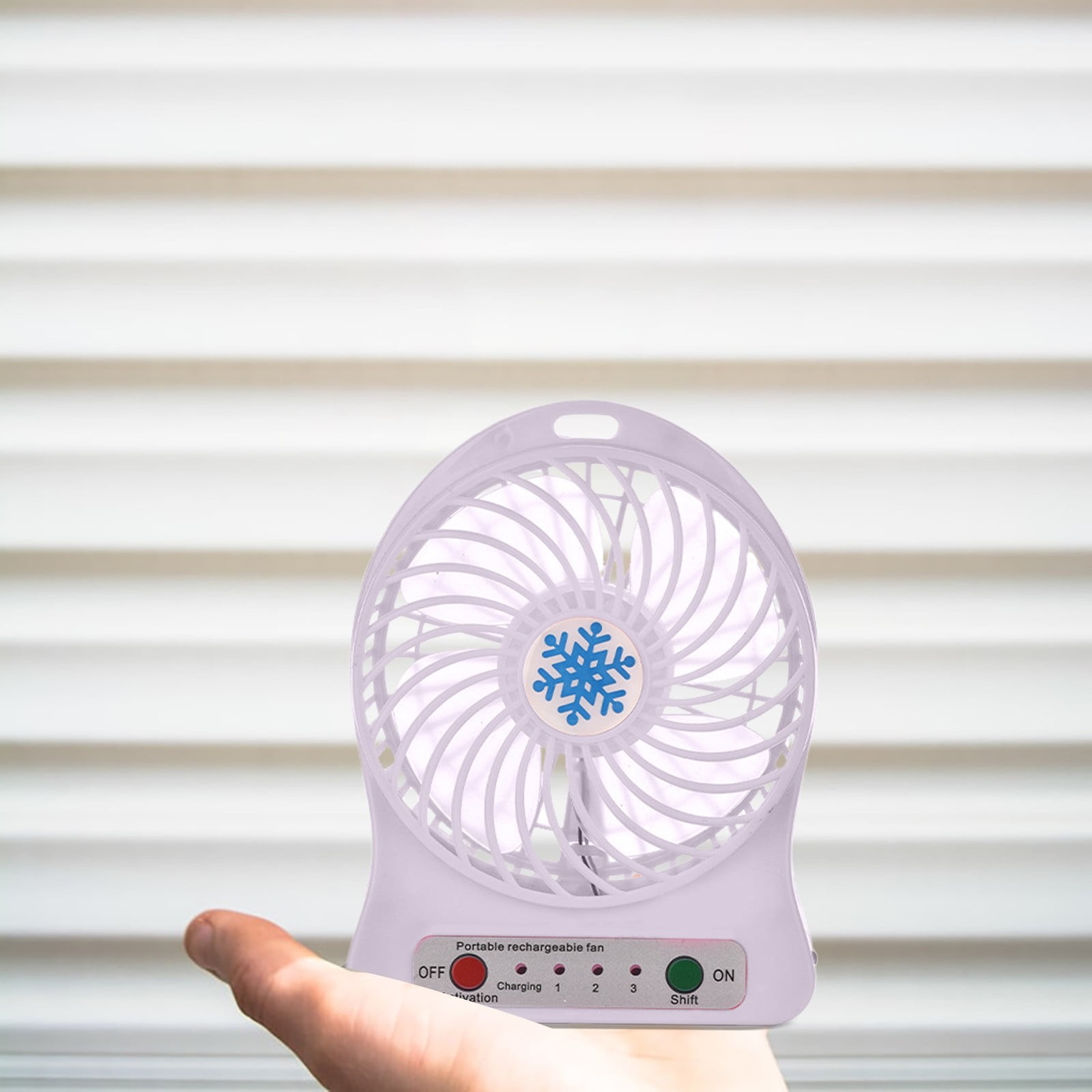 Snowflake Mini Desk Fan USB Rechargeable 3 Speed Quiet Fan Portable Fan ...