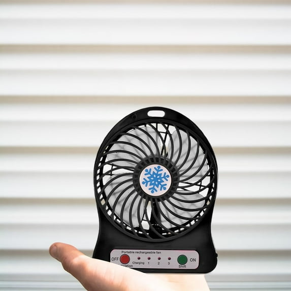 Snowflake Mini Desk Fan USB Rechargeable 3 Speed Quiet Fan Portable Fan ...