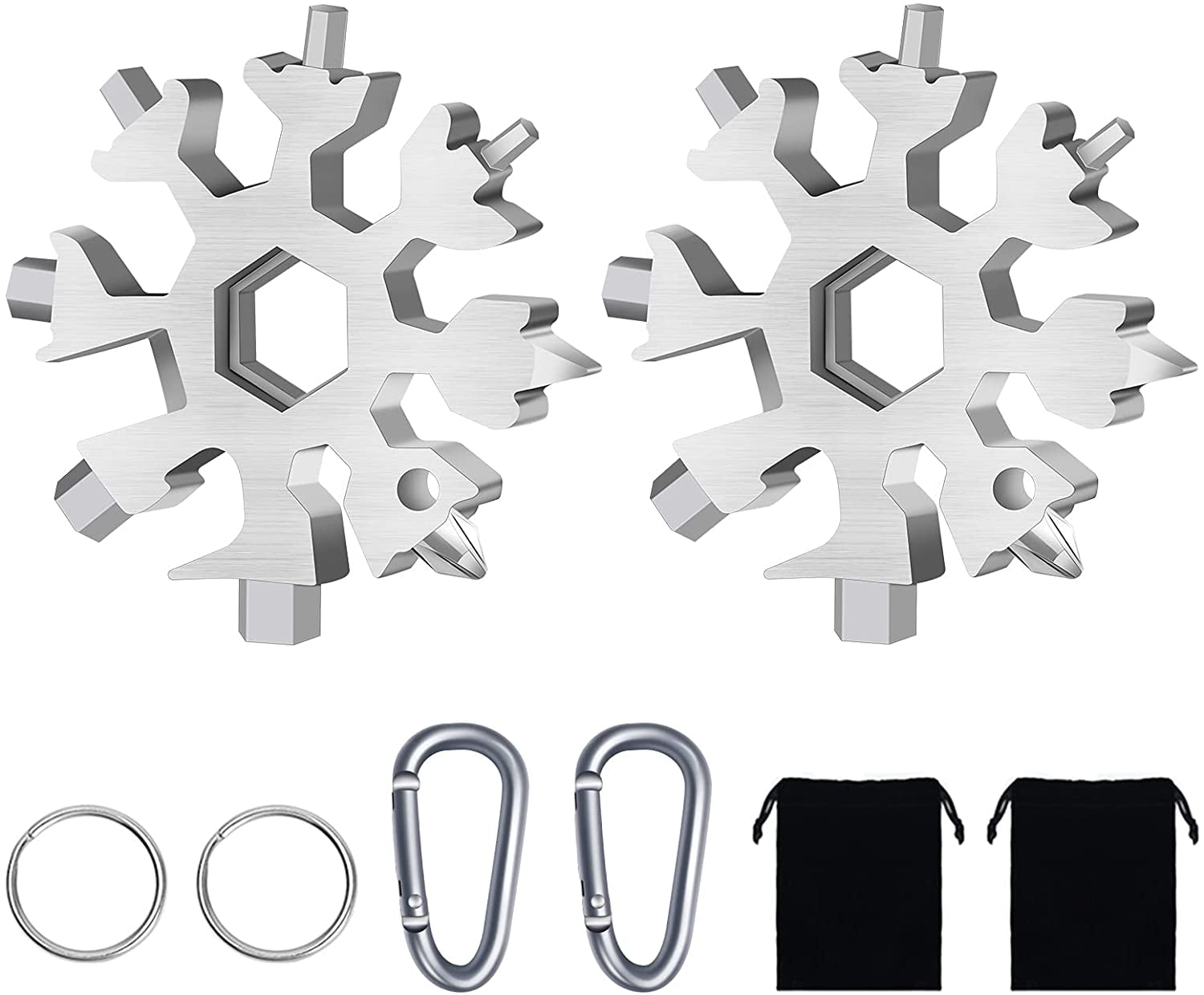 Snowflake Multitool, 2 Pieces 18-in-1 Stainless Steel Snowflake ...