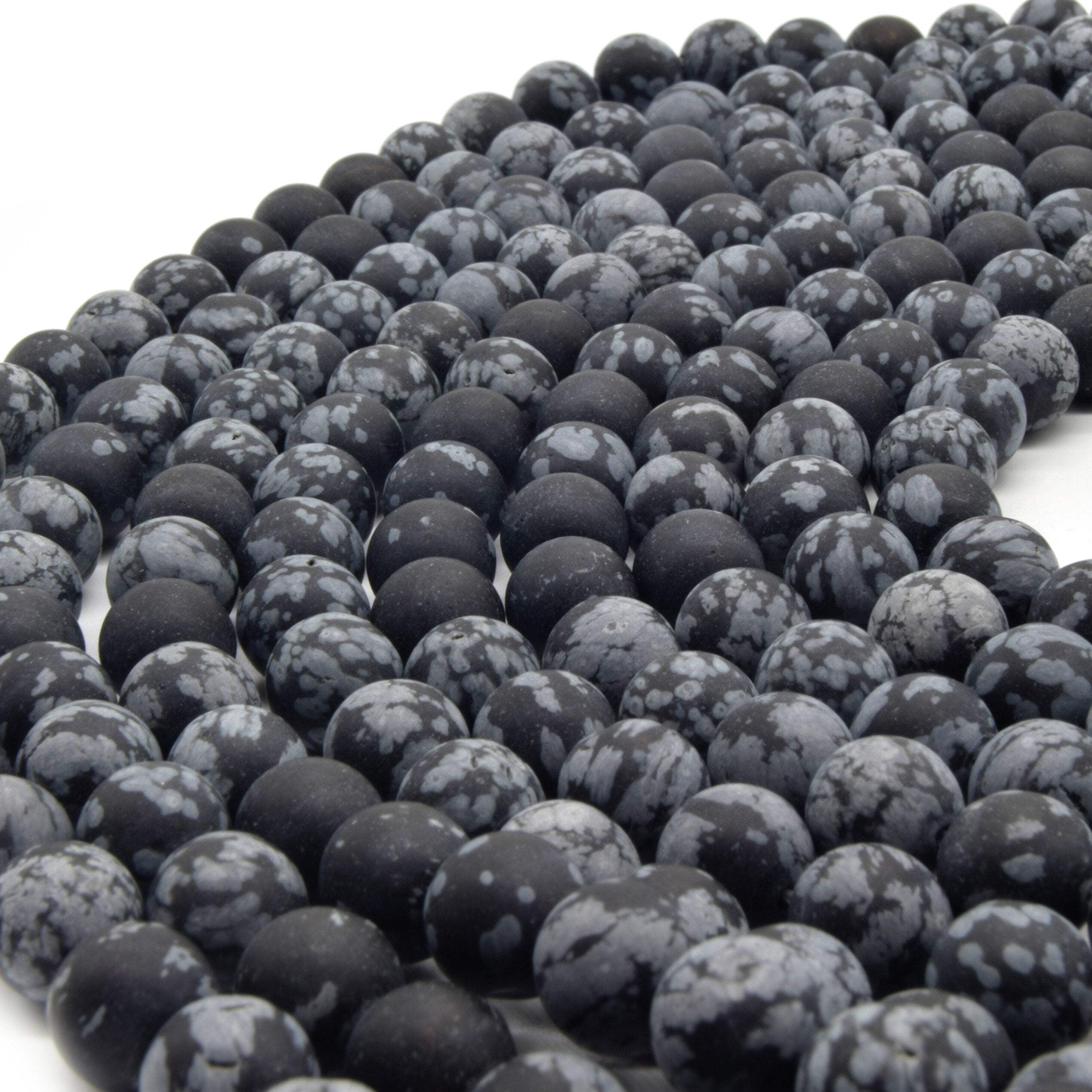 Snowflake Obsidian Beads | Matte Black Snowflake Obsidian Round Beads ...