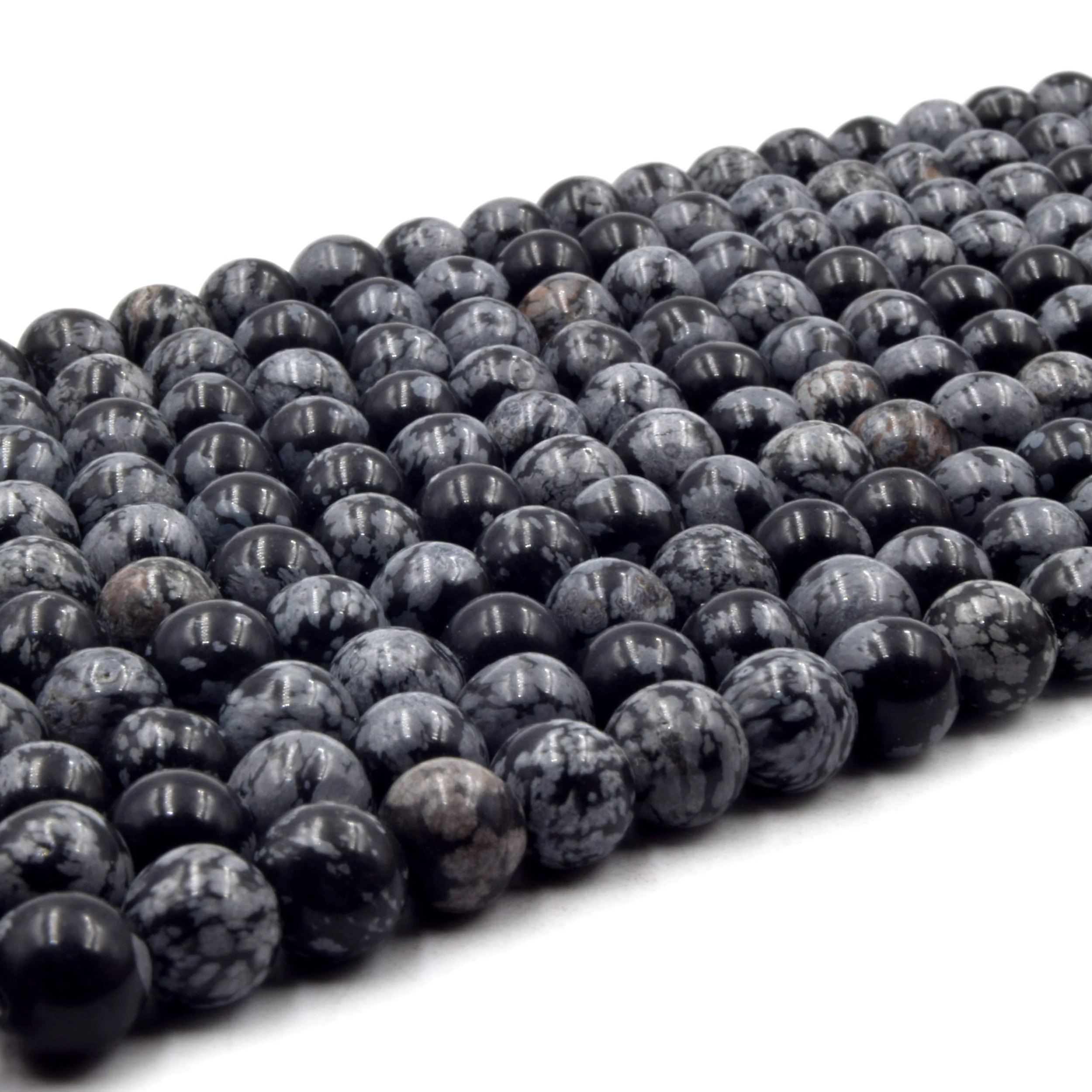 Snowflake Obsidian Beads | Smooth Black Snowflake Obsidian Round Beads ...