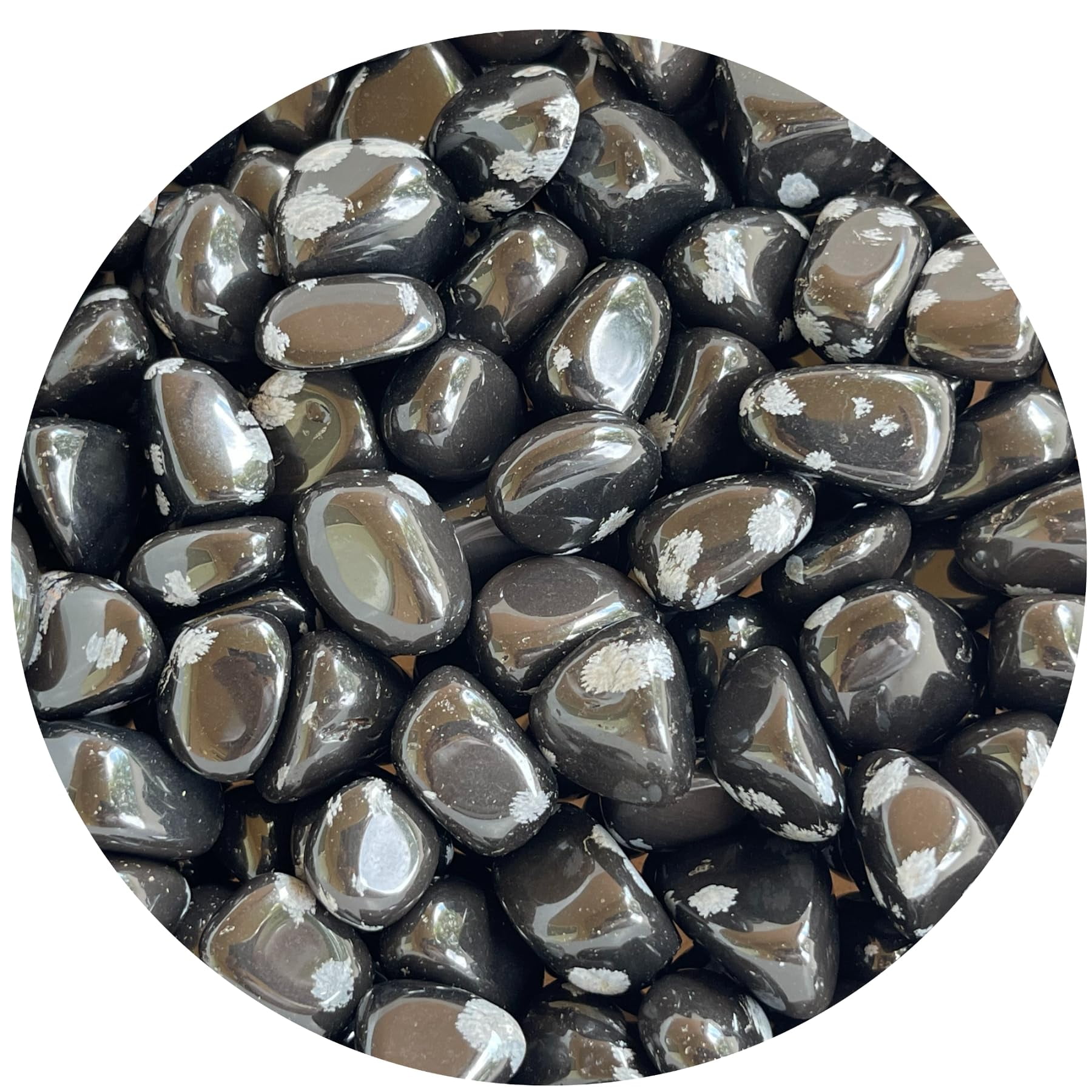 Snowflake Obsidian Tumbled Stones, Polished Natural Snowflake Obsidian ...