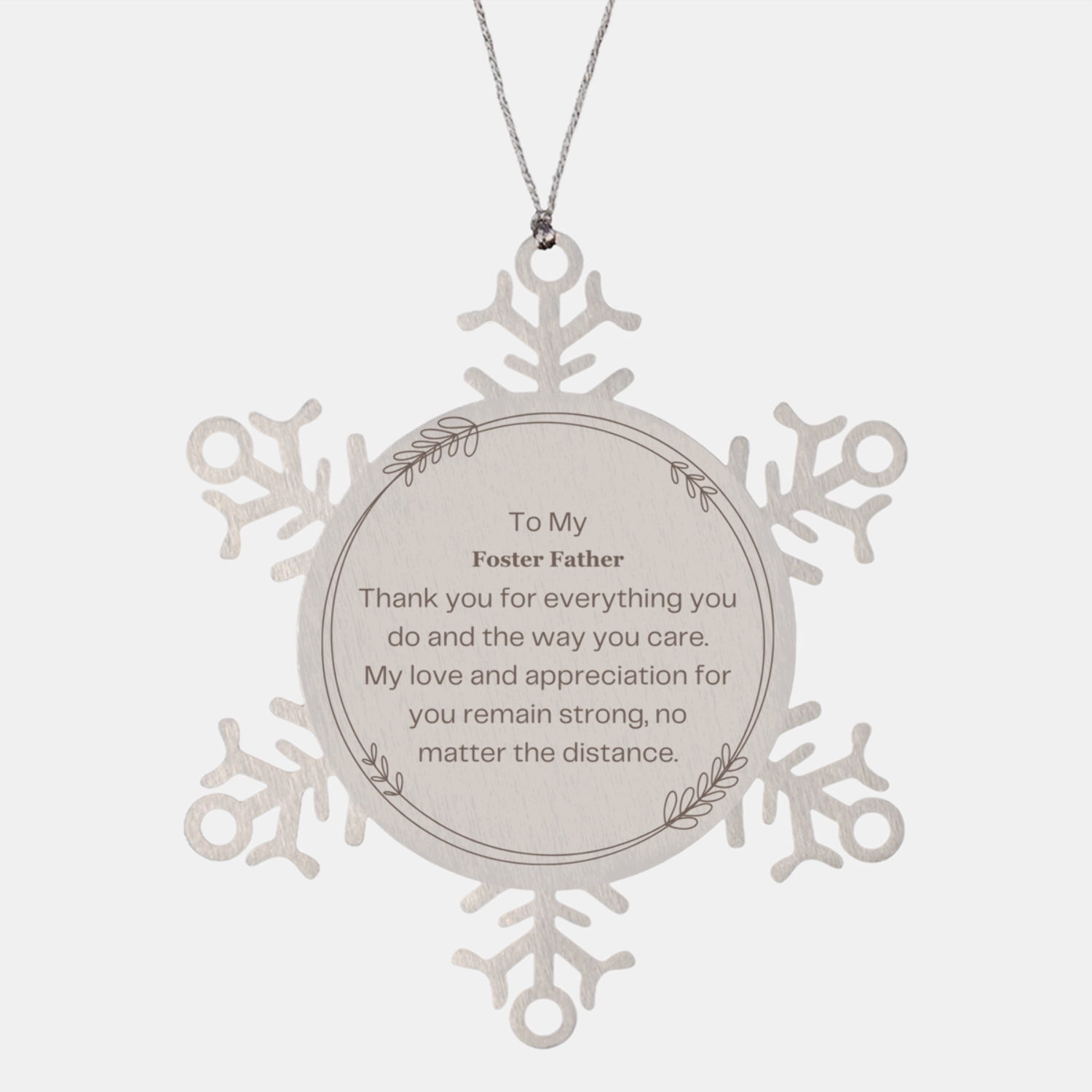Snowflake Ornament Foster Father Appreciation Gift Engraved Christmas ...