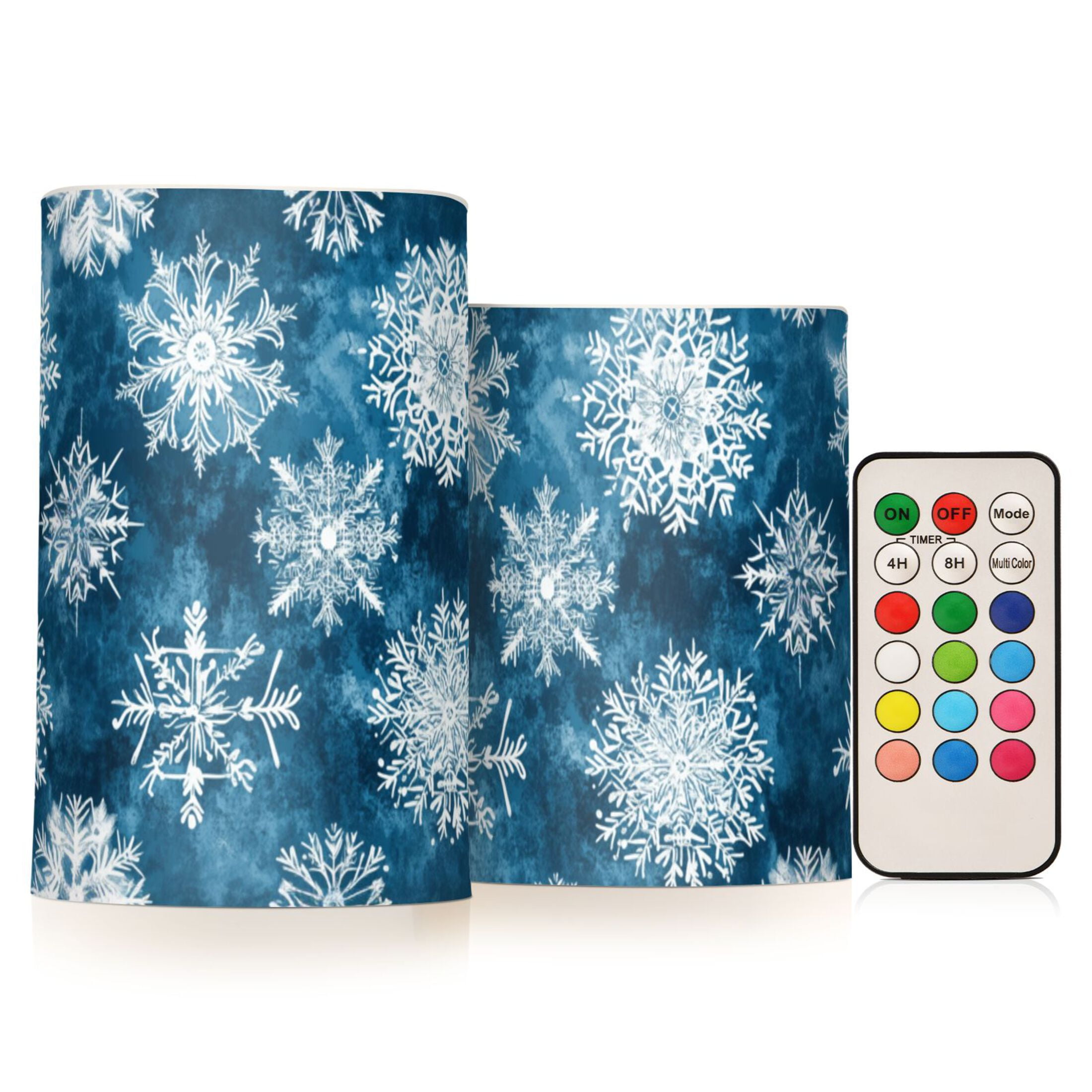 Snowflake Pattern Print Flickering Flameless Candles Battery Operated ...
