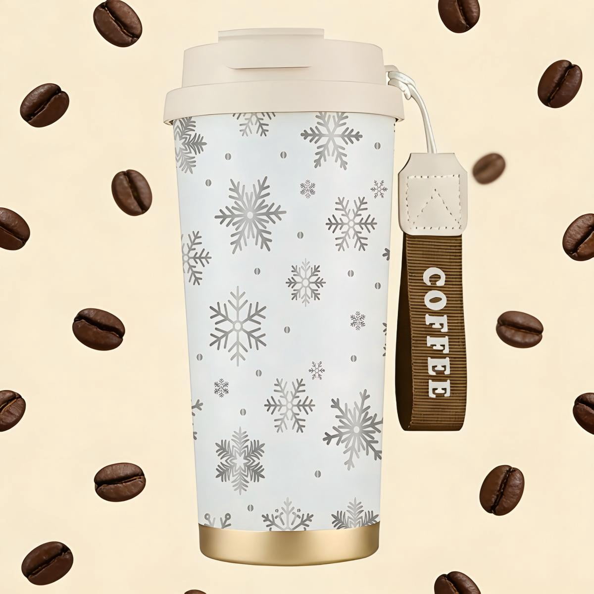Snowflake Pattern Stainless Steel Insulated Coffee Cup with Double ...