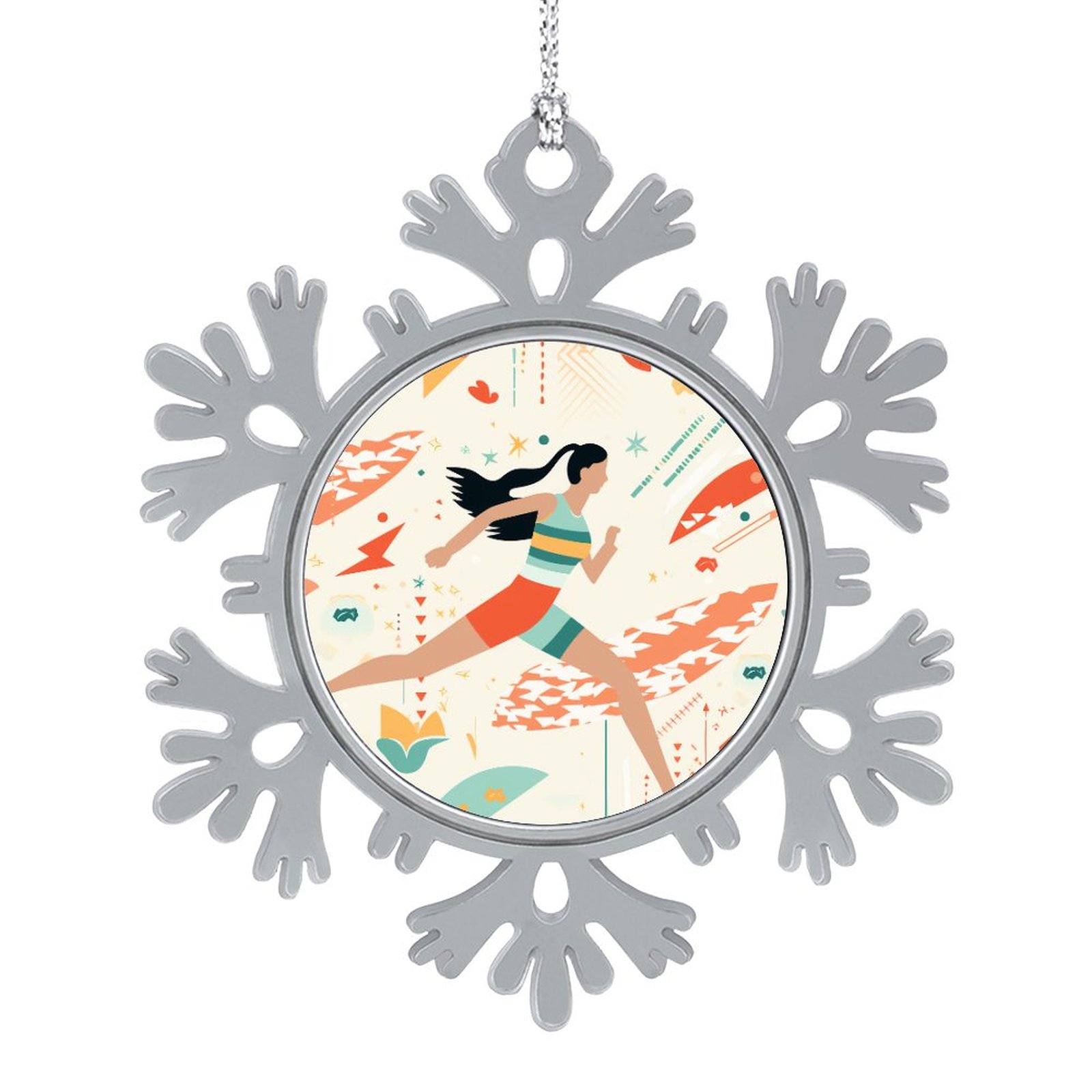 Snowflake Pewter Christmas Ornament Running Girl Track & Field Cross ...