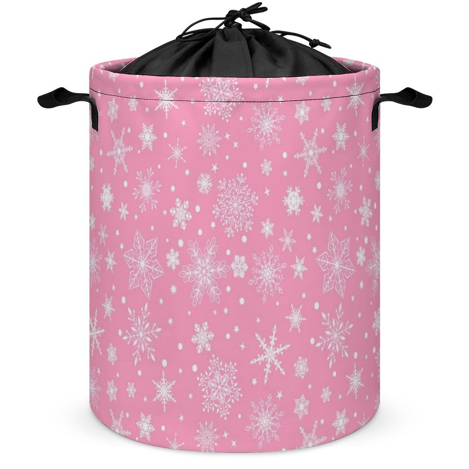 Snowflake Pink Backgrounds Laundry Basket Dirty Clothes Hamper ...