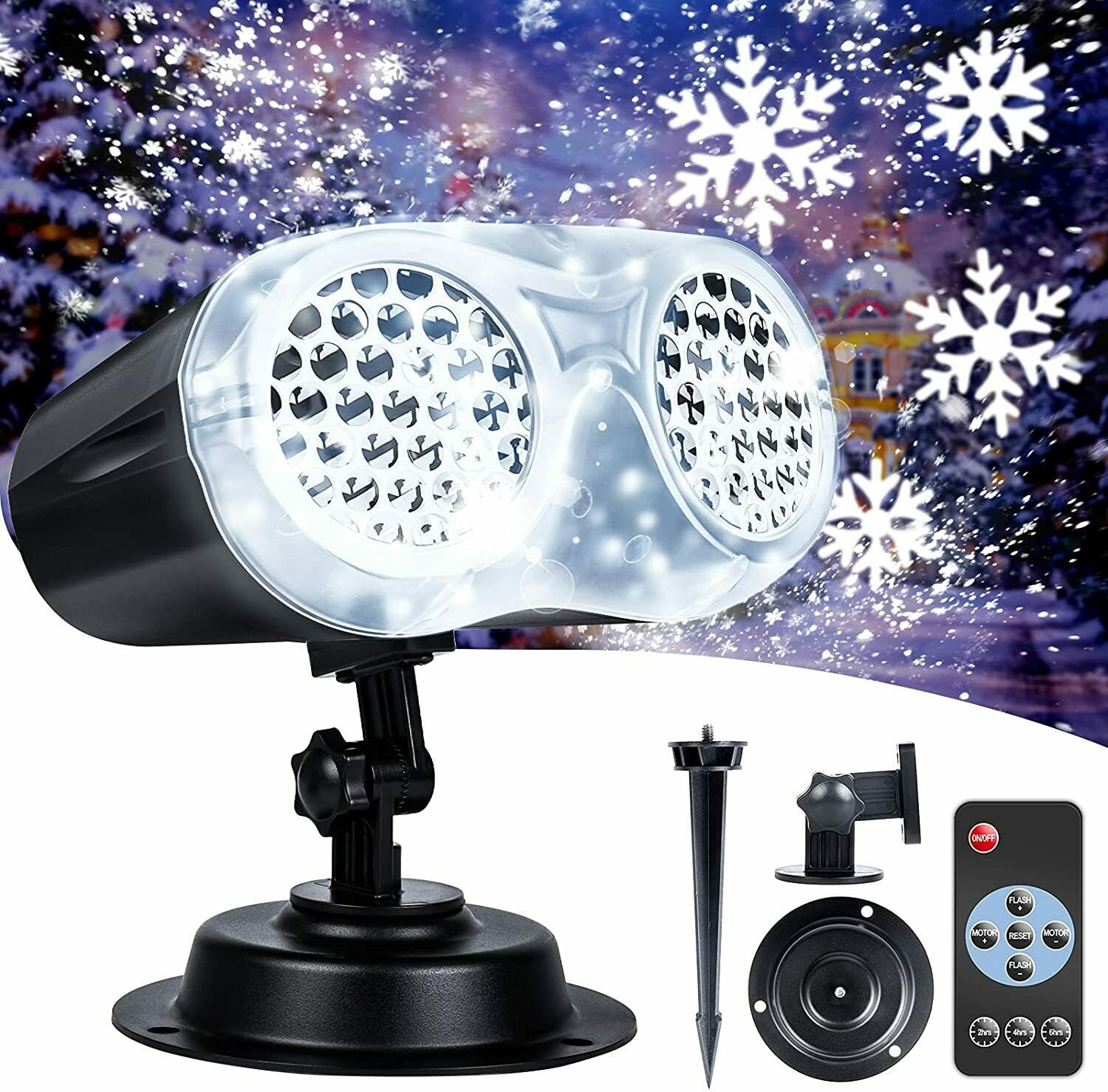 Snowflake Projector Lights, Remote Waterproof Rotating LED Christmas ...