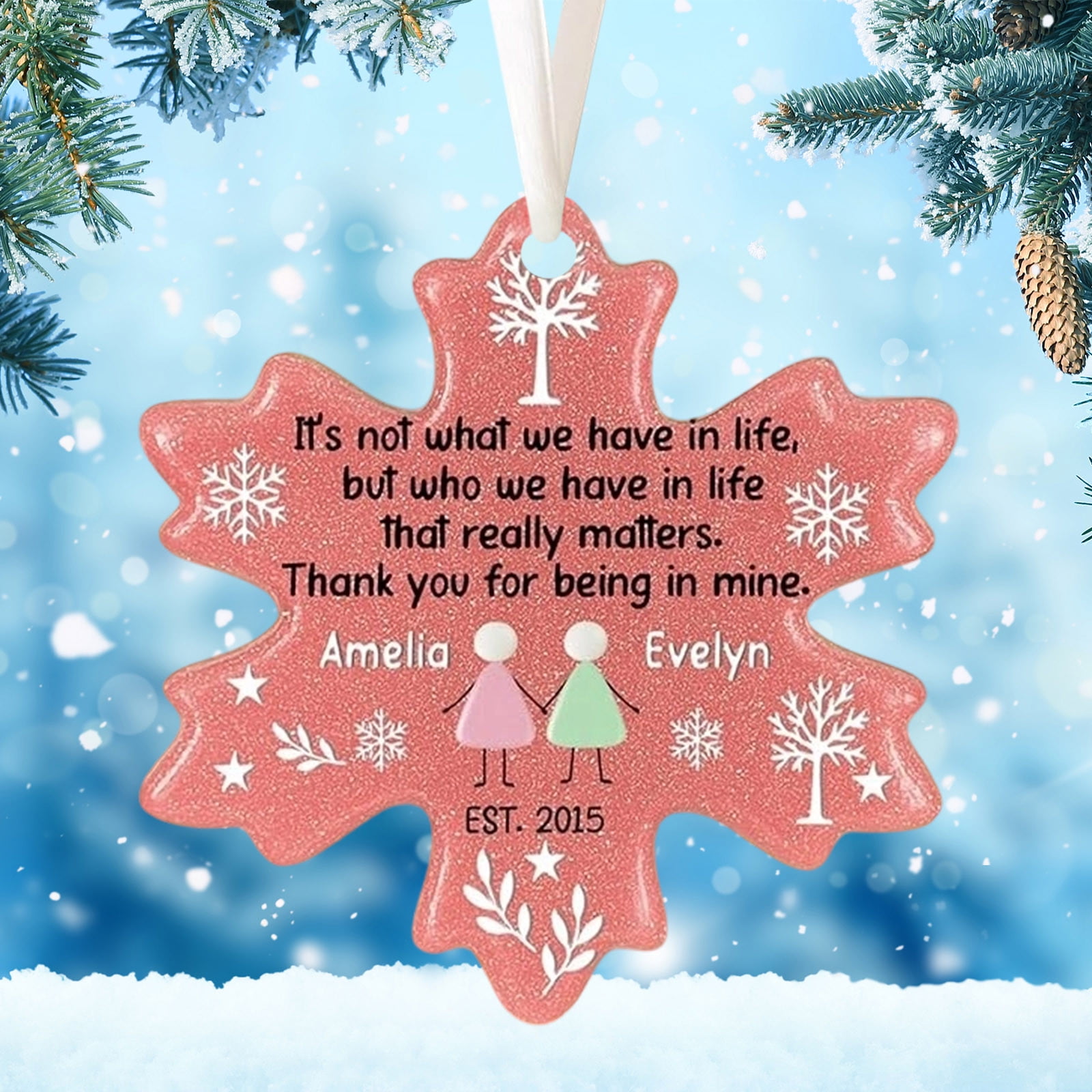 Snowflake-Shaped Sea Glass Christmas Tree Decorations 2D Flat Acrylic ...