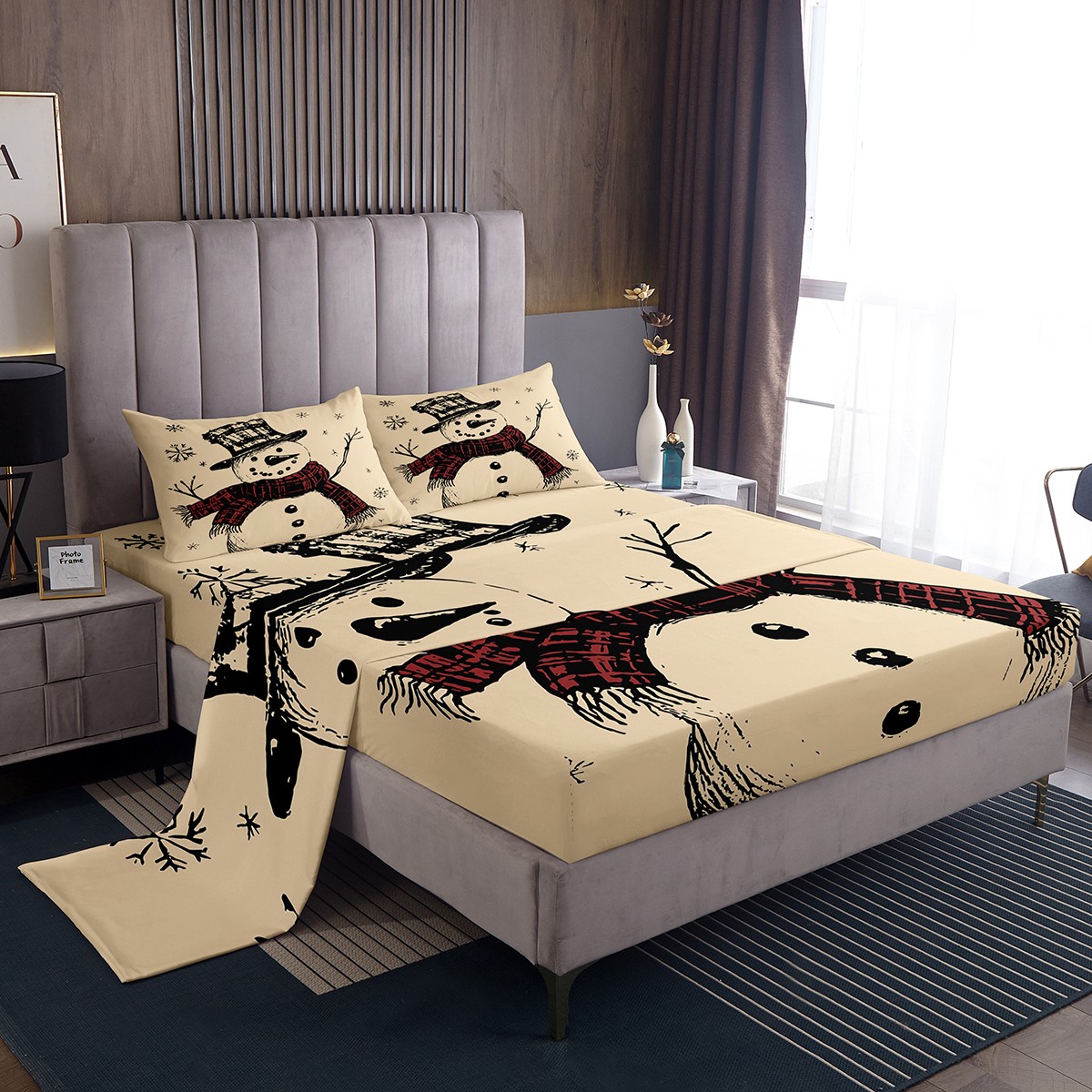 Snowflake Sheet Set,Christmas Holiday Bed Sheets Set Queen Size,Cute ...