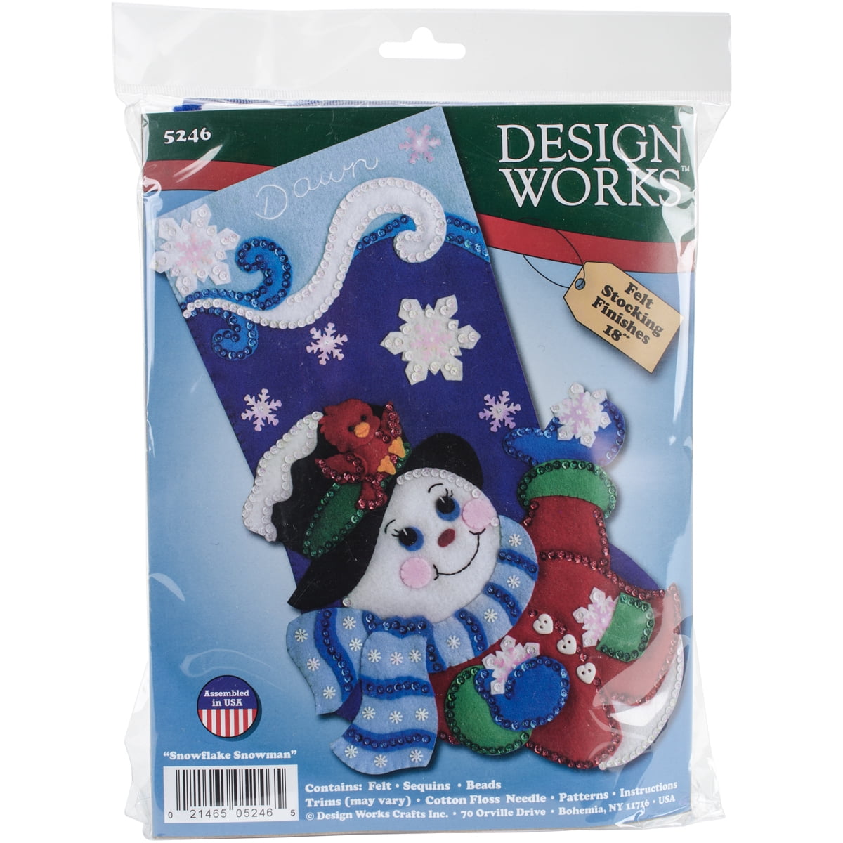 Snowflake Snowman Stocking Felt Applique Kit, 18" Long - Walmart.com