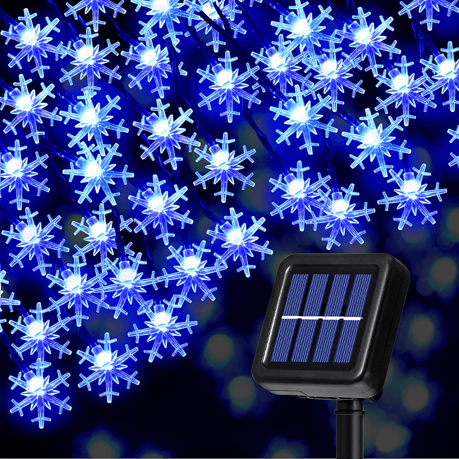 Snowflake Solar String Lights 100 LED 72 Feet 8 Modes Waterproof Solar ...