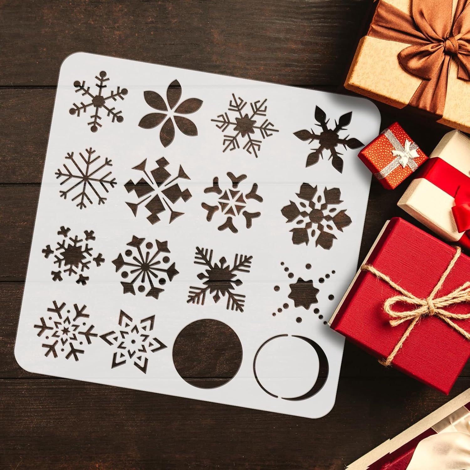 Snowflake Stencil for Painting 11.8x11.8inch Reusable Snow Crystal ...